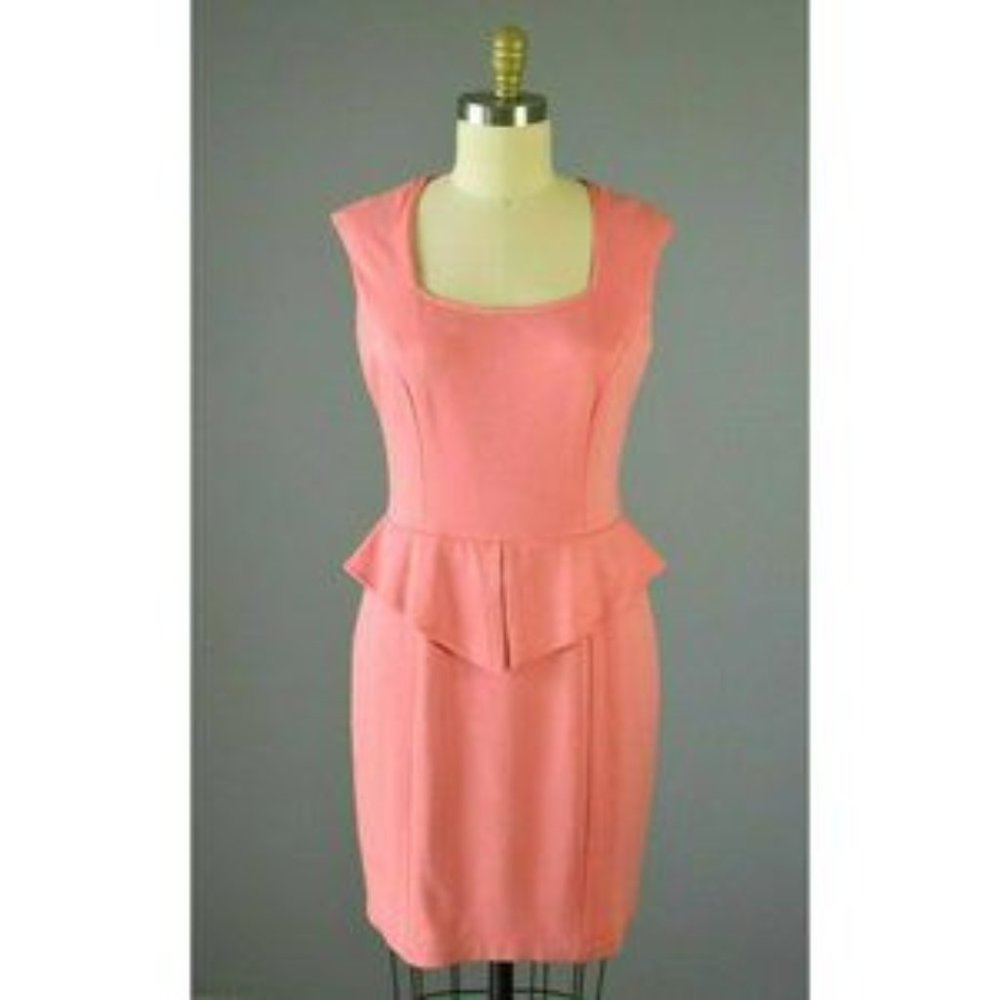 Cache Contour Peplum Sheath Dress (Pink) - Gem